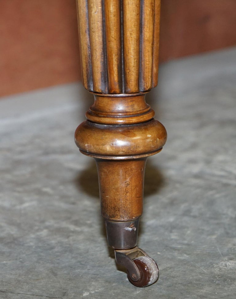 Restored Victorian Library Writing Table or Desk Brown Leather Top ...