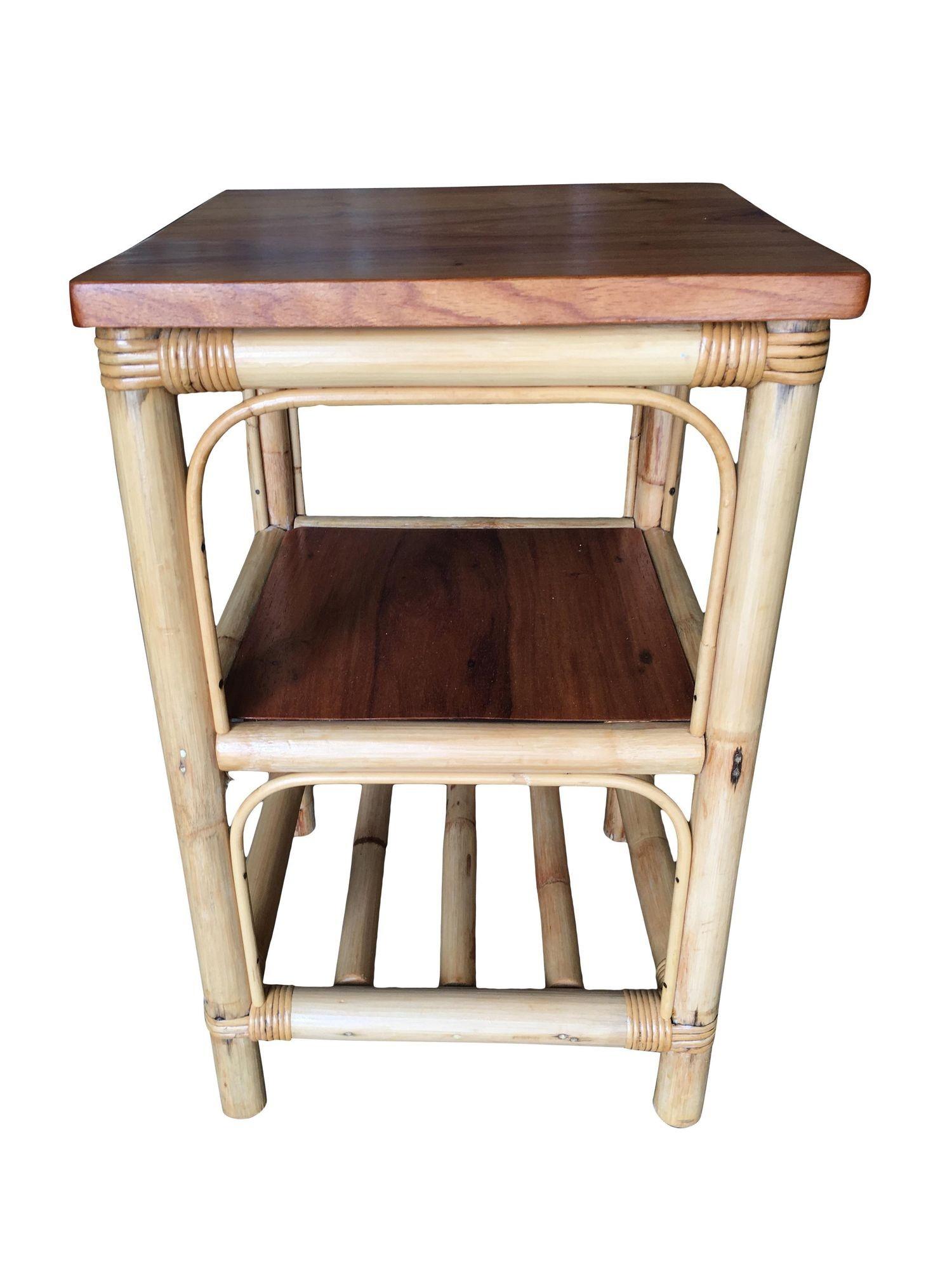 Restored Vintage 1930s Boho Chic Rattan Square Side Table at 1stDibs