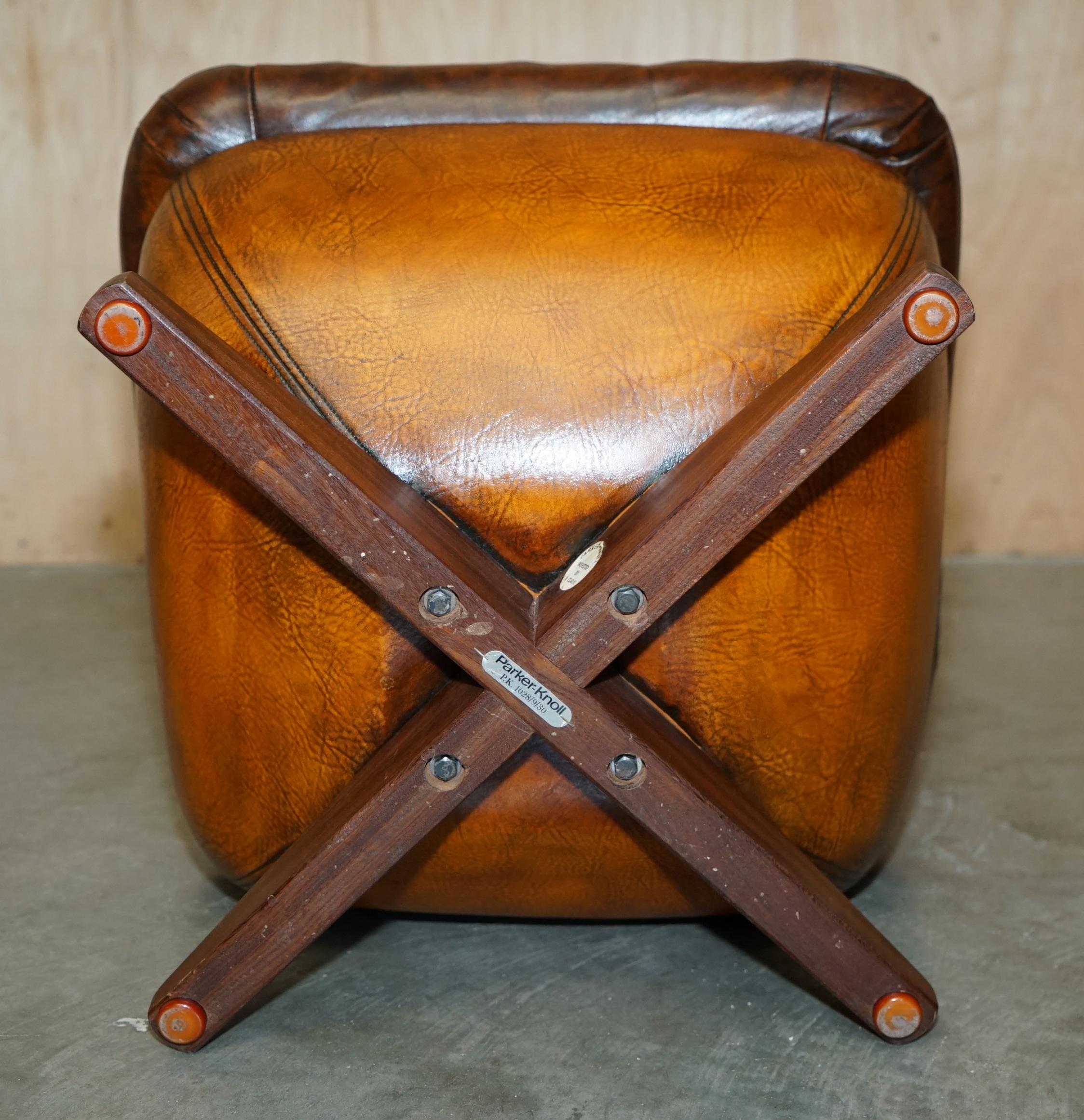 RESTORED ViNTAGE MID CENTURY MODERN PARKER KNOLL CHESTERFIELD LEATHER ...