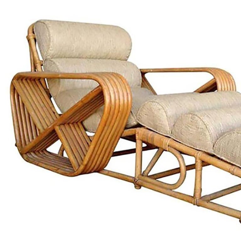 Restored Vintage Paul Frankl Rattan Chaise Lounge Chair with Pretzel ...