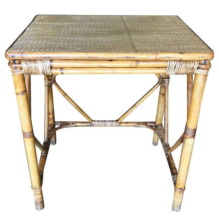 Restored Vintage Small Rattan Side Table with Diamond Sides For Sale at ...
