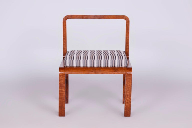 Restored Walnut Art Deco Stool or Small Chair, Revived Polish, Czechia ...