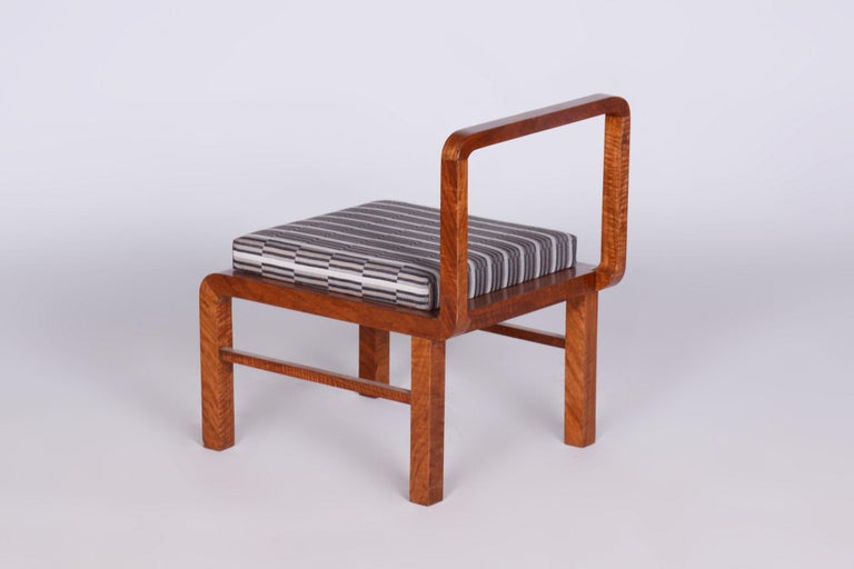 Restored Walnut Art Deco Stool or Small Chair, Revived Polish, Czechia ...