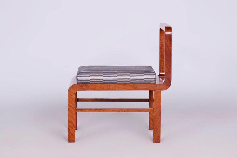 Restored Walnut Art Deco Stool or Small Chair, Revived Polish, Czechia ...