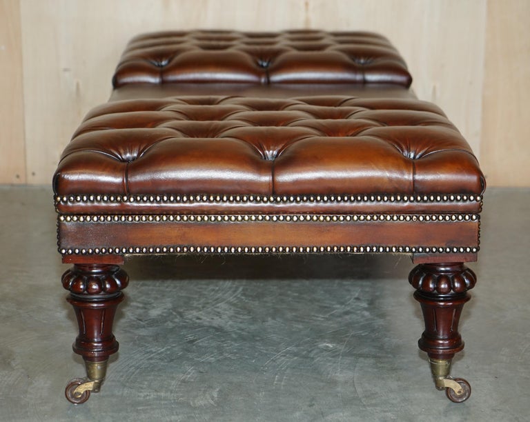 RESTORED WILLIAM IV CIRCA 1830 CHESTERFiELD BROWN LEATHER OTTOMAN ...
