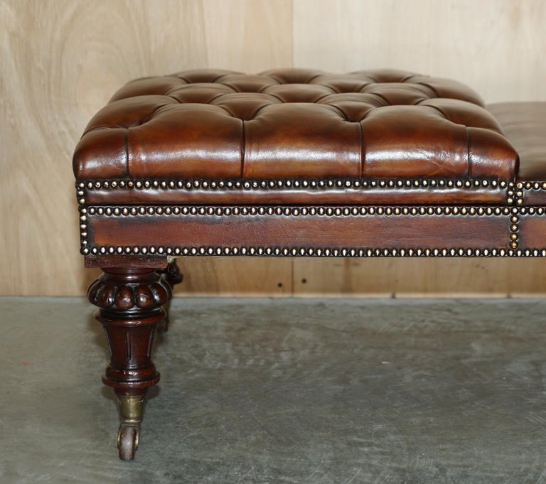 RESTORED WILLIAM IV CIRCA 1830 CHESTERFiELD BROWN LEATHER OTTOMAN ...