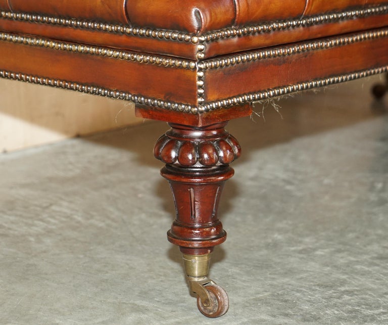RESTORED WILLIAM IV CIRCA 1830 CHESTERFiELD BROWN LEATHER OTTOMAN ...