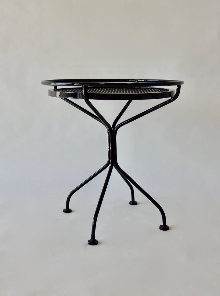 Restored Woodard Wrought Iron and Steel Circular Mesh Patio Side Table ...