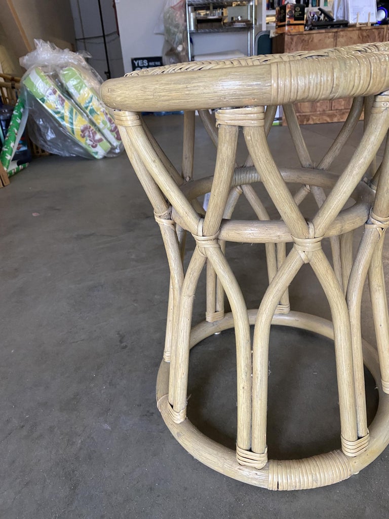 Restored "X" Rattan Vanity Stool with Wicker Seat For Sale at 1stDibs