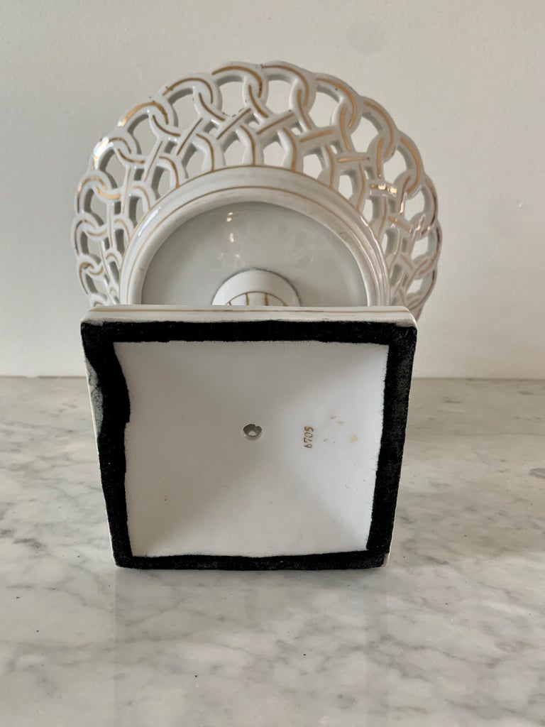 Reticulated White Porcelain and Gold Gilt Basket Compote For Sale at ...