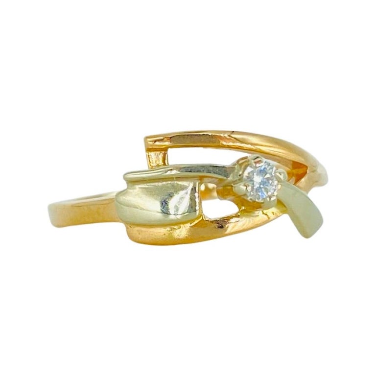 Retro 0.10 Carat Diamond Abstract Cluster Ring 14k 585 For Sale at 1stDibs