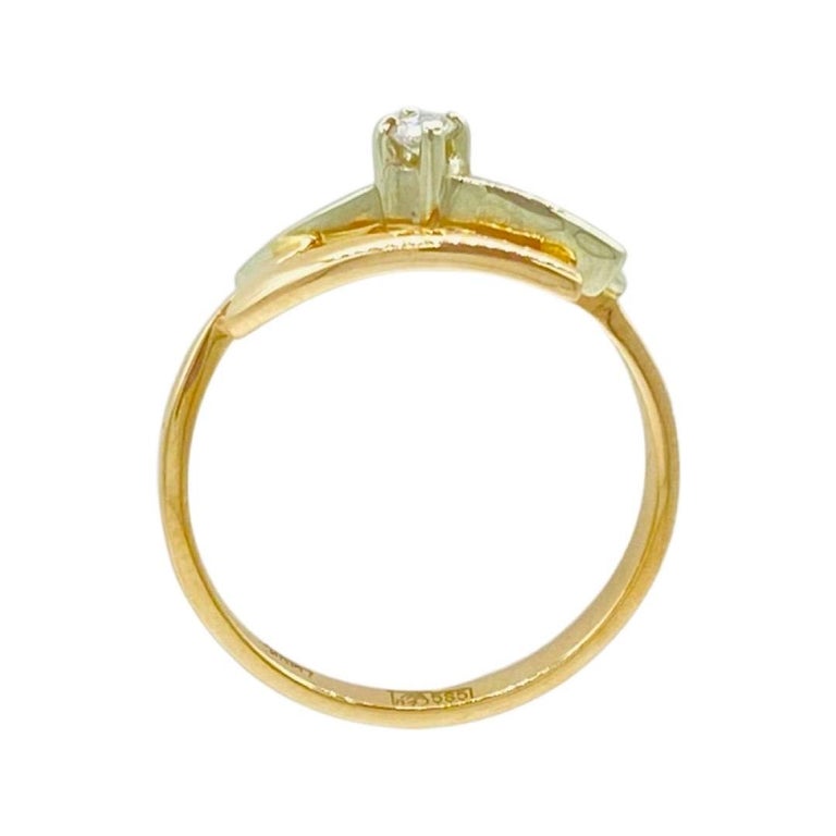 Retro 0.10 Carat Diamond Abstract Cluster Ring 14k 585 For Sale at 1stDibs