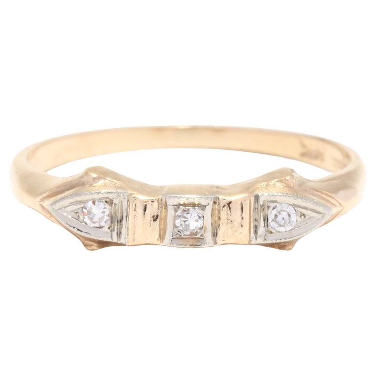 Retro .04ctw Diamond Wedding Band, 14K Yellow Gold, Stackable For Sale ...