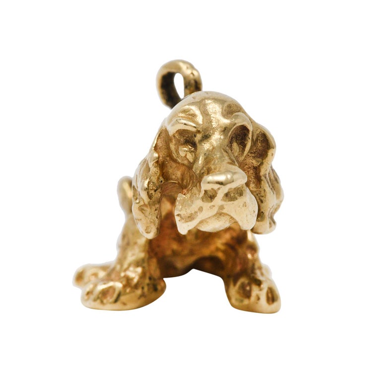 Retro 14 Karat Gold Cocker Spaniel Dog Bobble Head Charm at 1stDibs