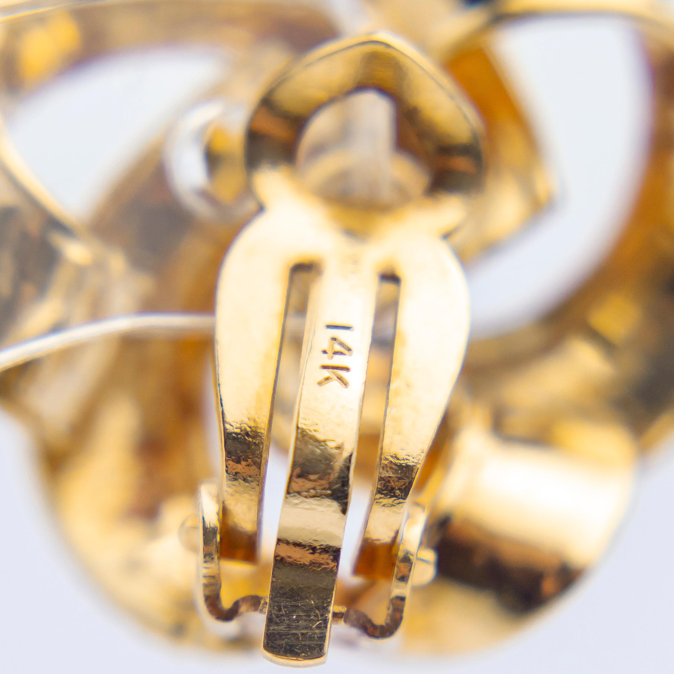 Retro 14 Karat Gold Knot Ear Clips For Sale at 1stDibs