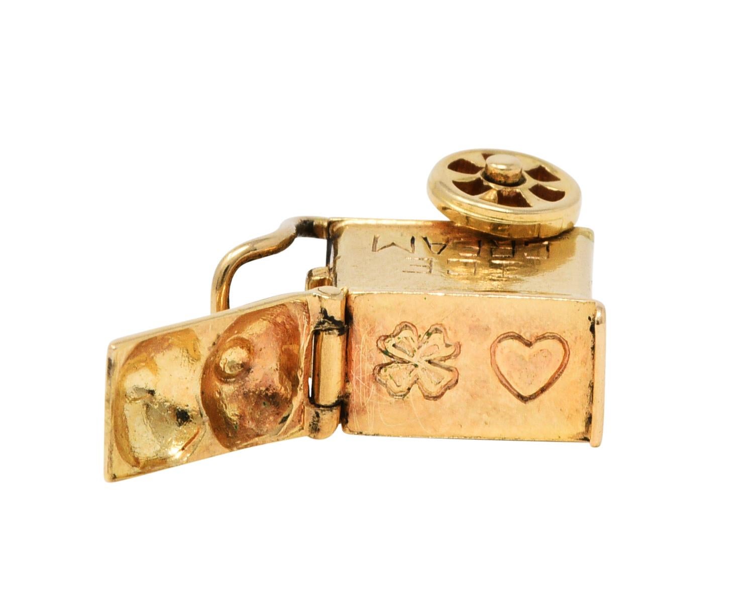 Retro 14 Karat Gold Lucky in Love Ice Cream Cart Charm at 1stDibs
