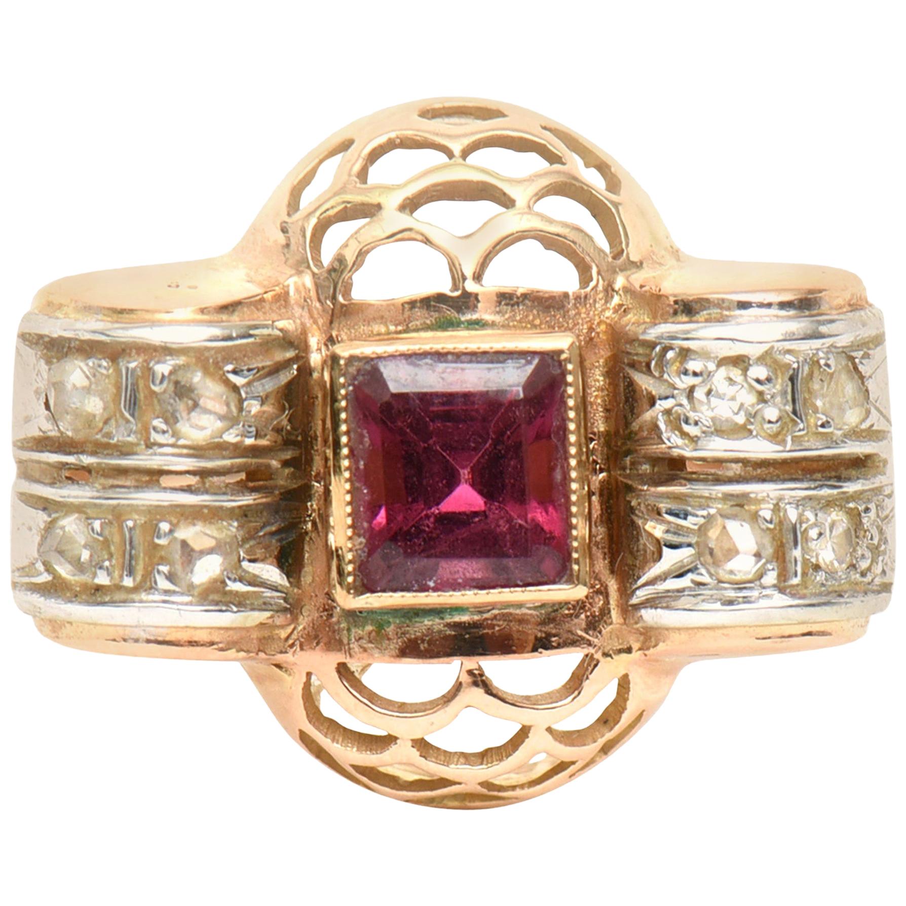 Royal Gem Rubelite Diamond Gold Ring For Sale at 1stDibs | royal gem ...