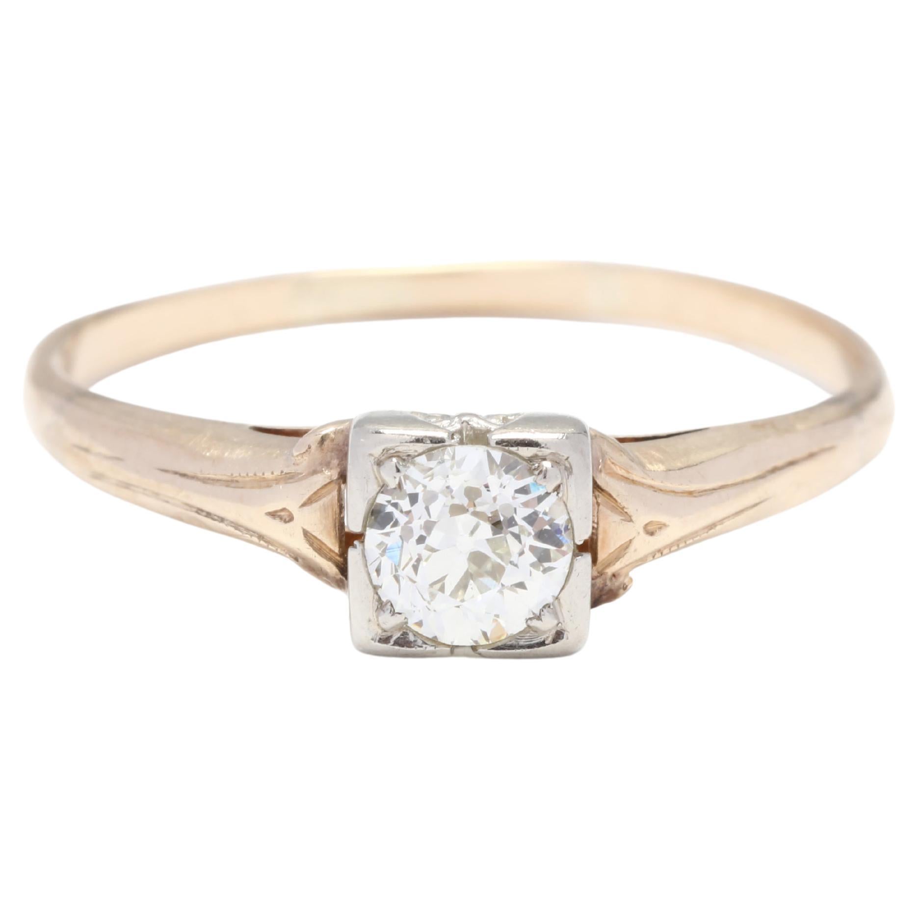 Retro Diamond Two Color Gold Ring at 1stDibs