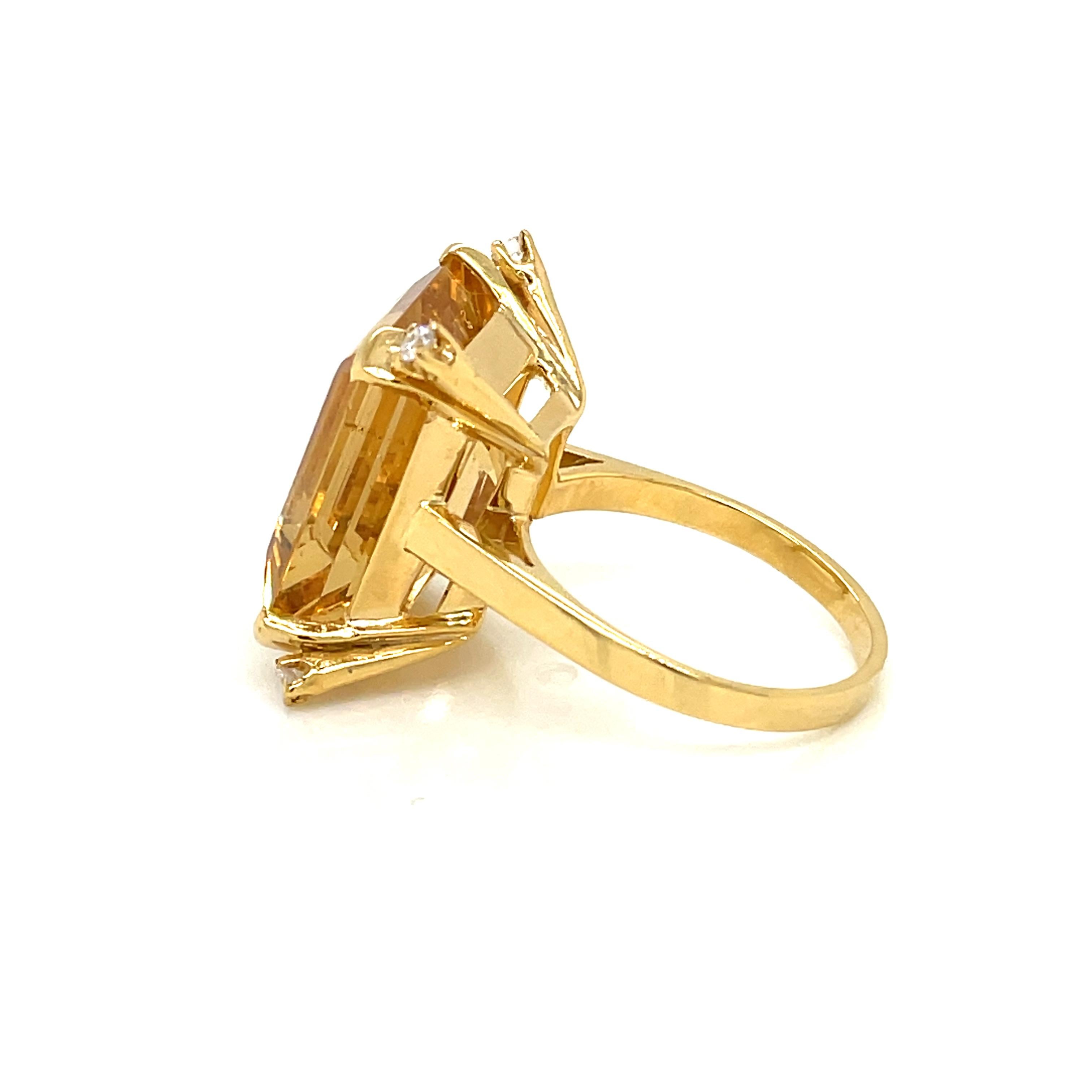 Retro 18 Carat Heliodor Diamonds Gold Ring For Sale at 1stDibs