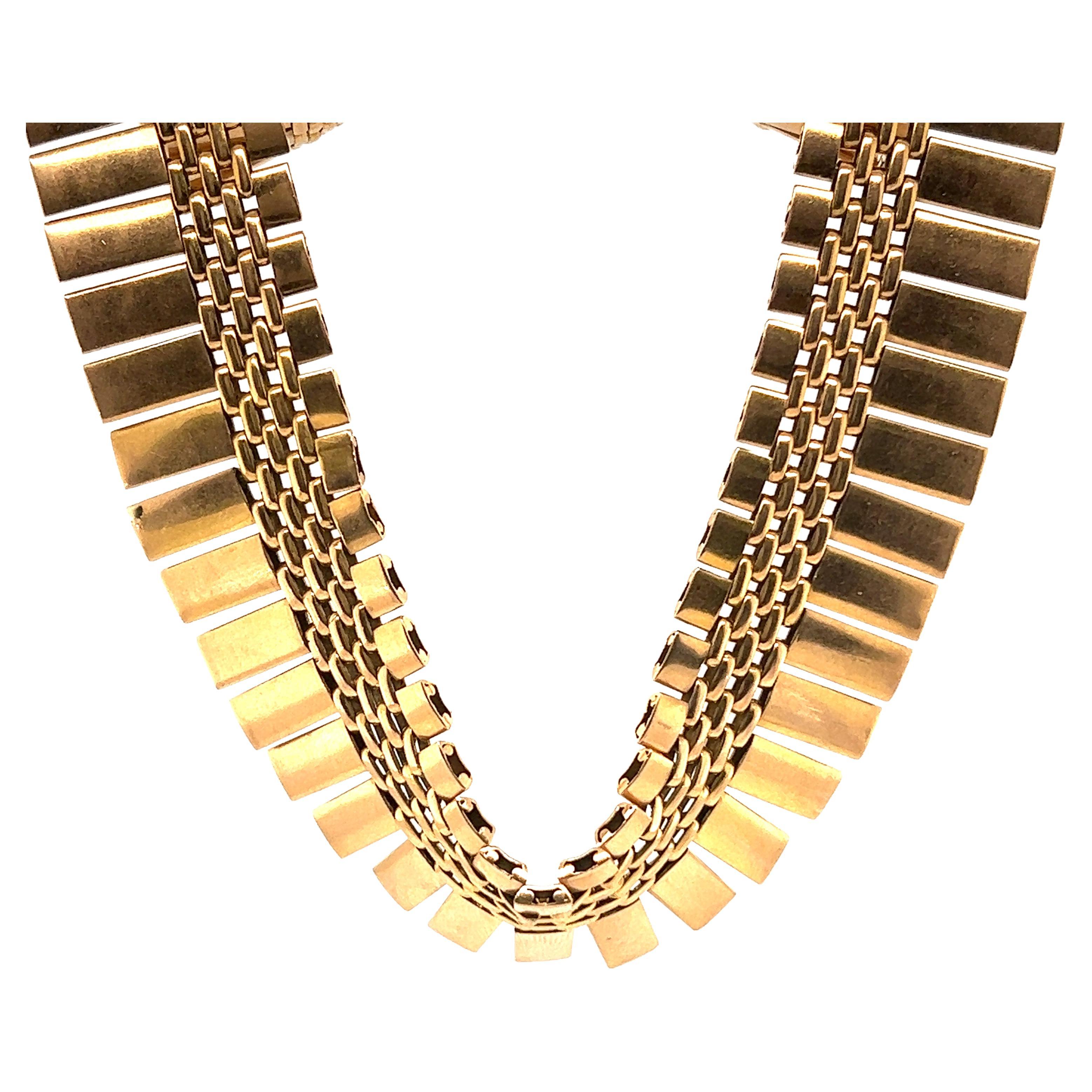 1950s Retro 18 Karat Yellow Gold Articulated Retro Necklace For Sale at ...
