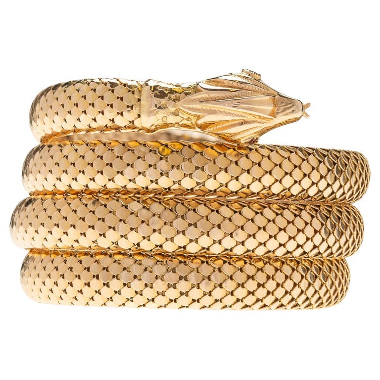 Retro 18kt Ruby Snake Wrap Bracelet 101.1g For Sale at 1stDibs