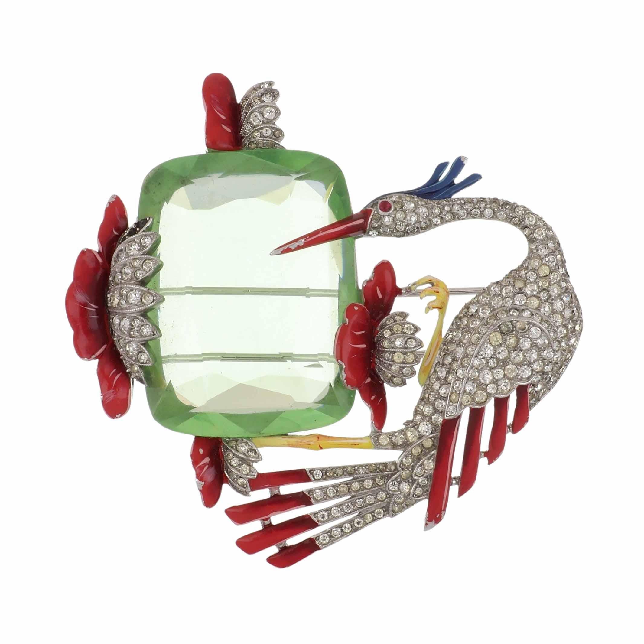 Retro 1940s Alfred Philippe for Trifari Crane Brooch at 1stDibs