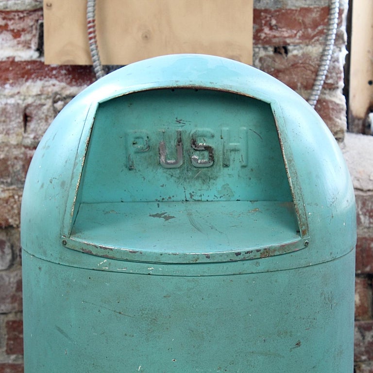 Retro 1950s MCM Industrial Turquoise Green Painted Bullet Form Steel ...