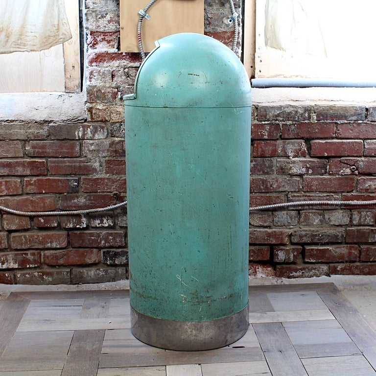 Retro 1950s MCM Industrial Turquoise Green Painted Bullet Form Steel ...