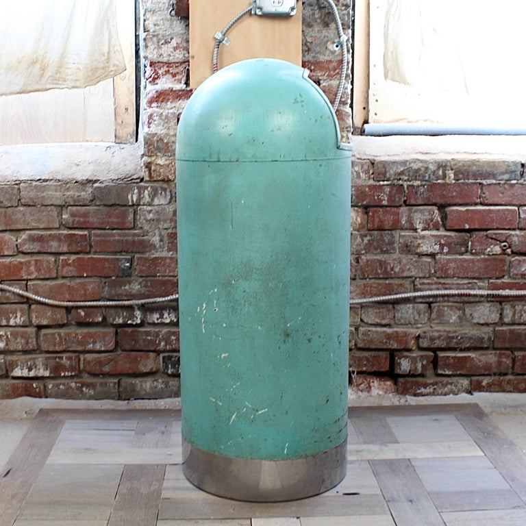 Retro 1950s MCM Industrial Turquoise Green Painted Bullet Form Steel ...