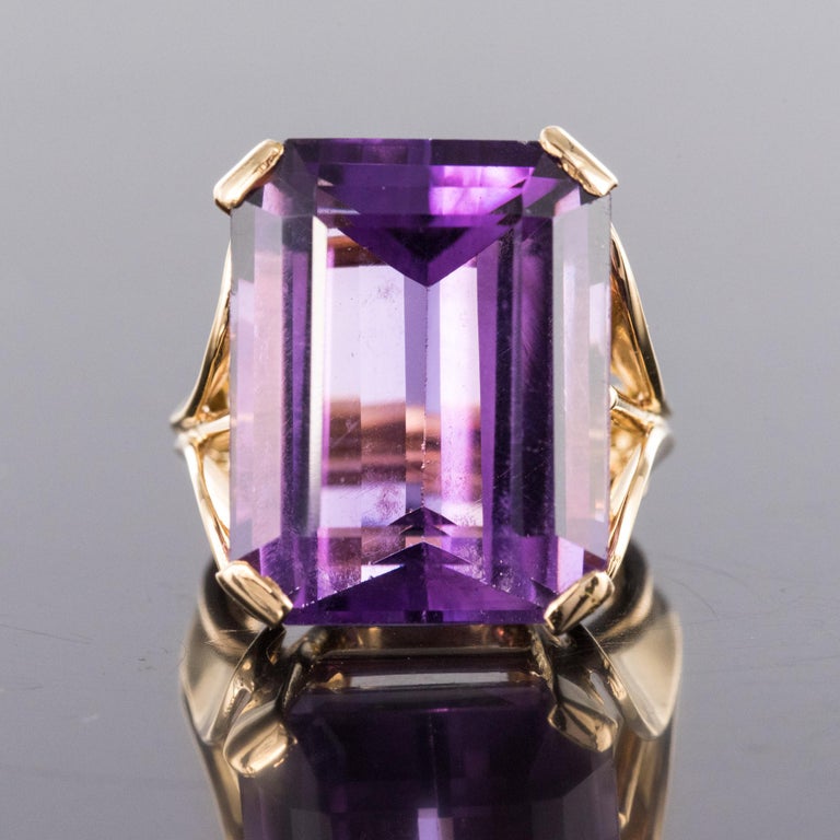 Retro 1960s 21 Carat Amethyst 18 Karat Yellow Gold Ring at 1stDibs | 21 ...