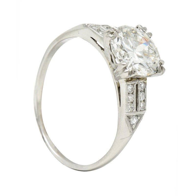 Retro 2.01 Carat Old European Cut Diamond Platinum Arrow Engagement ...