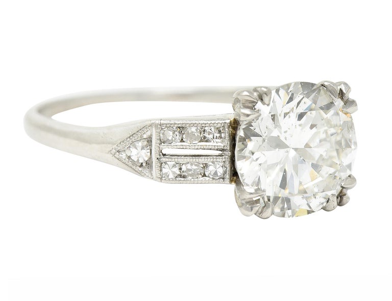 Retro 2.01 Carat Old European Cut Diamond Platinum Arrow Engagement ...