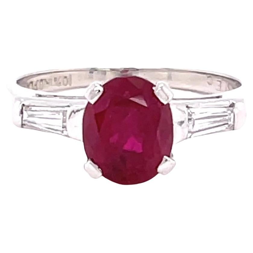 JB Star 2.10 Carat Ruby and Diamond Platinum Ring at 1stDibs