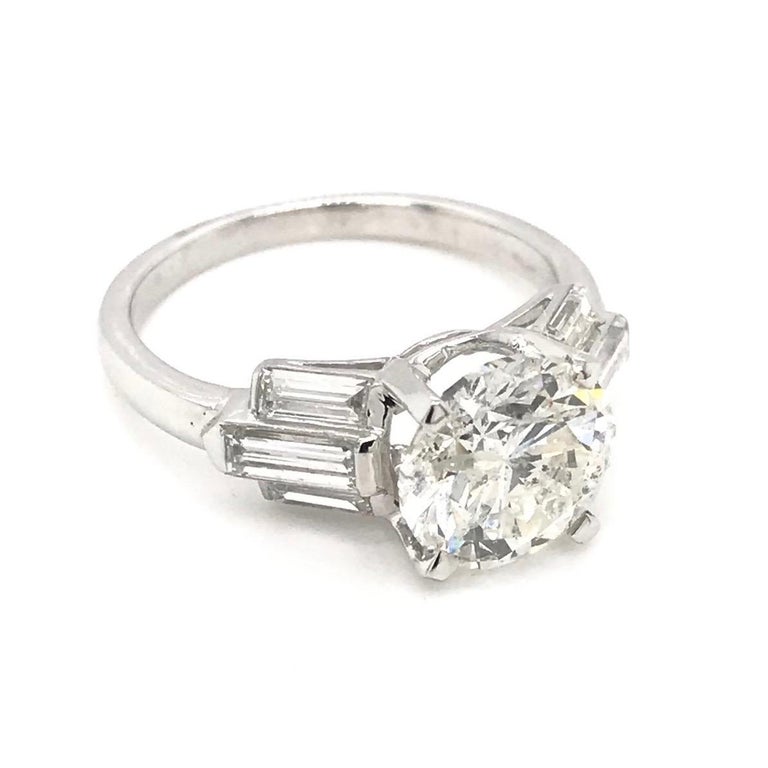 Retro 2.29 Carat Platinum Diamond Ring at 1stDibs