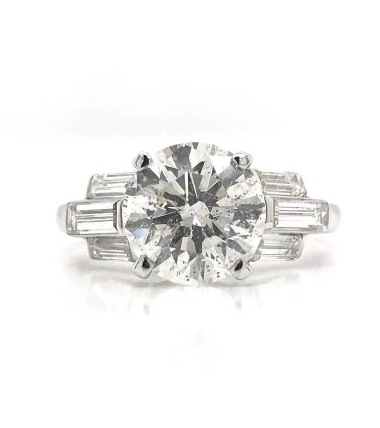 Retro 2.29 Carat Platinum Diamond Ring at 1stDibs