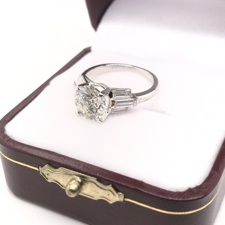 Retro 2.29 Carat Platinum Diamond Ring at 1stDibs