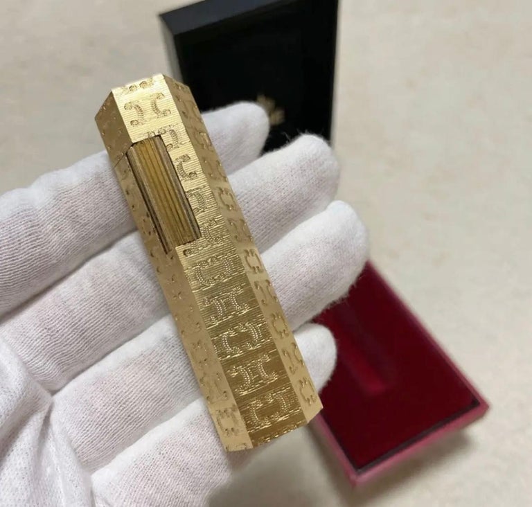 Retro 80s Gold Plated “Celine” Logo Vintage Lighter For Sale at 1stDibs