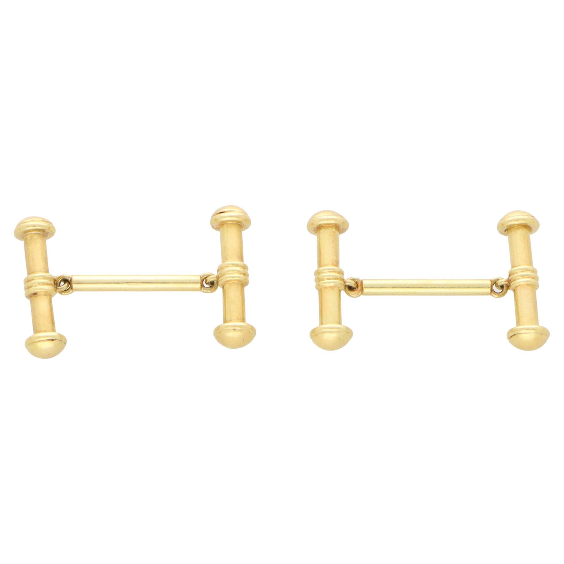 18K Yellow Gold Marine Chain Link Cufflinks For Sale at 1stDibs