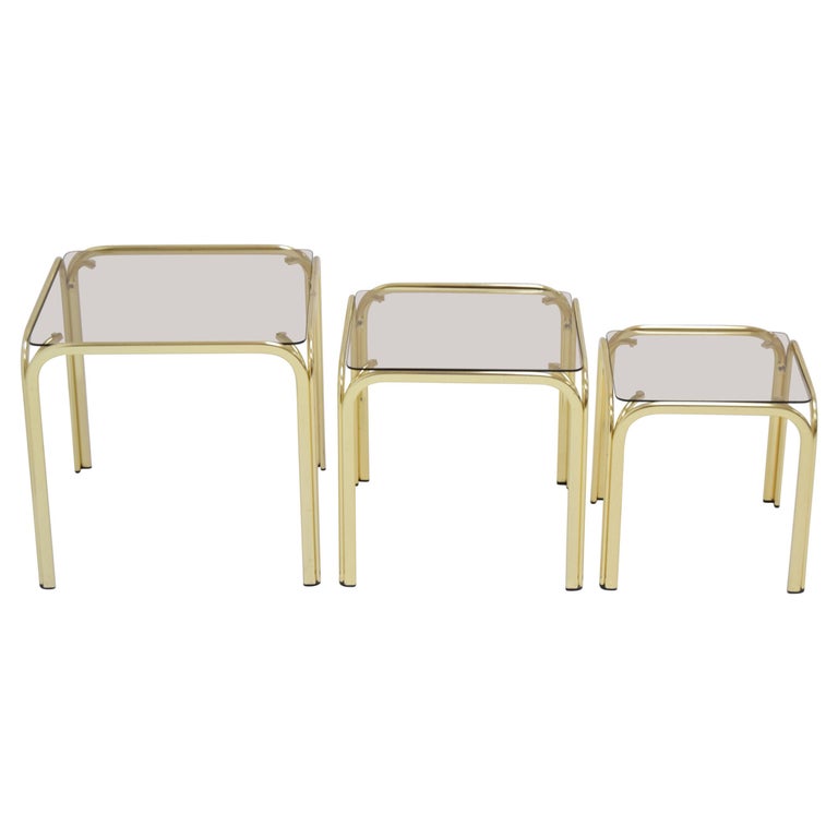 Retro Brass Nesting Tables, circa 1990's For Sale at 1stDibs