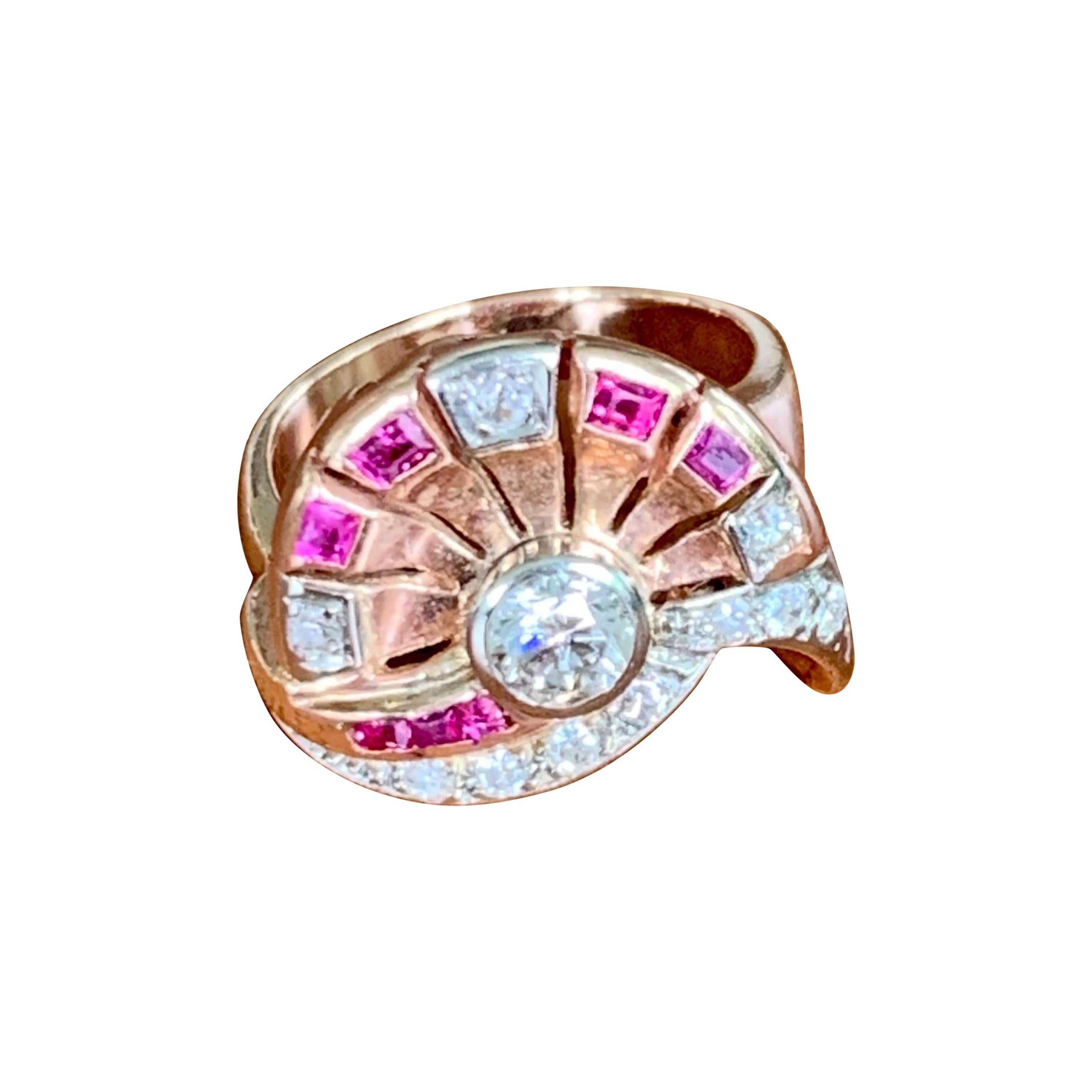 Retro Ruby and Diamond Ring For Sale at 1stDibs