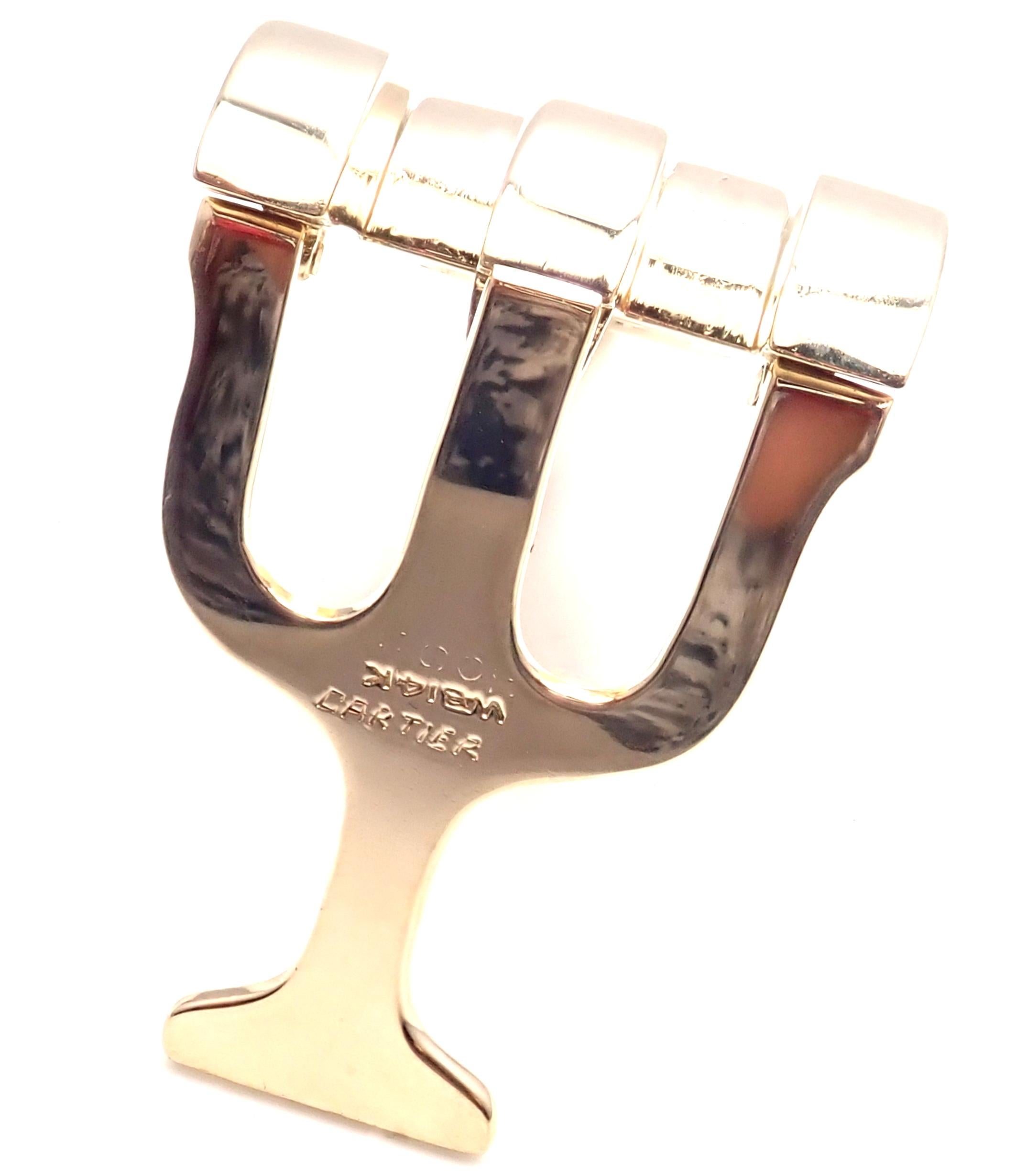 Retro Cartier Pyramid Large Yellow Gold Clip Pin Brooch at 1stDibs