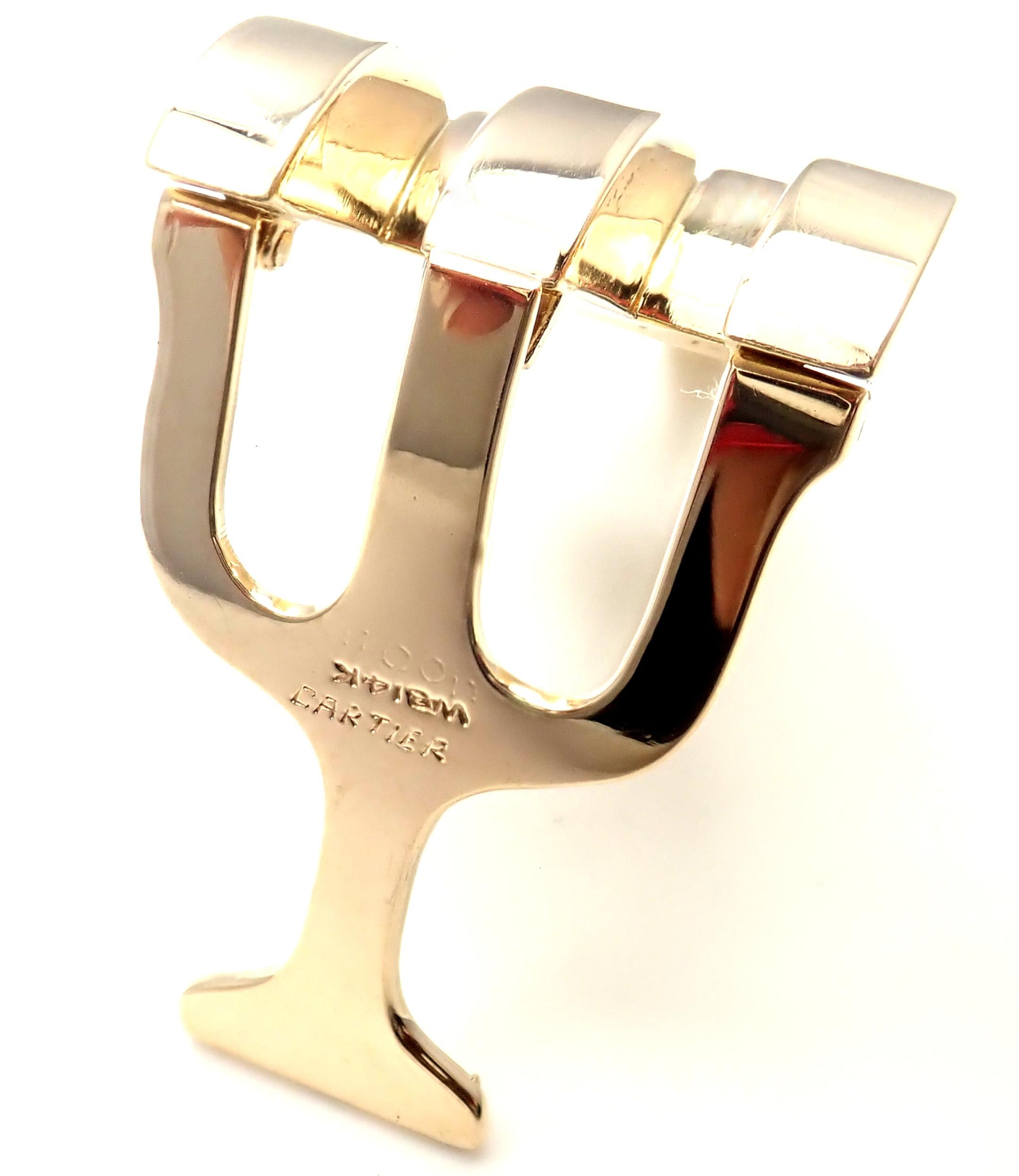 Retro Cartier Pyramid Large Yellow Gold Clip Pin Brooch at 1stDibs