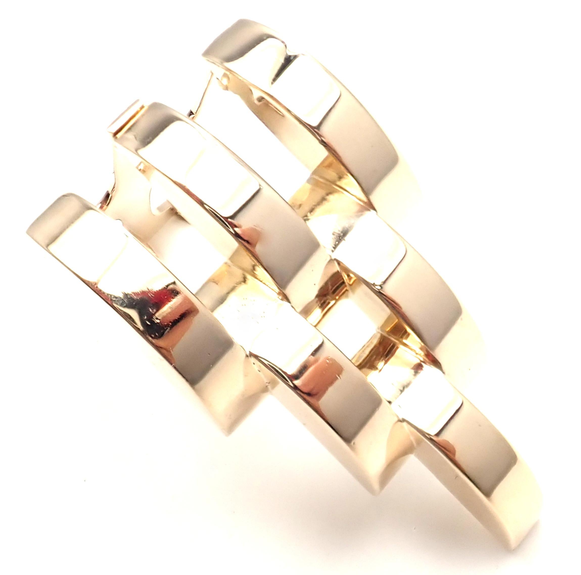 Retro Cartier Pyramid Large Yellow Gold Clip Pin Brooch at 1stDibs