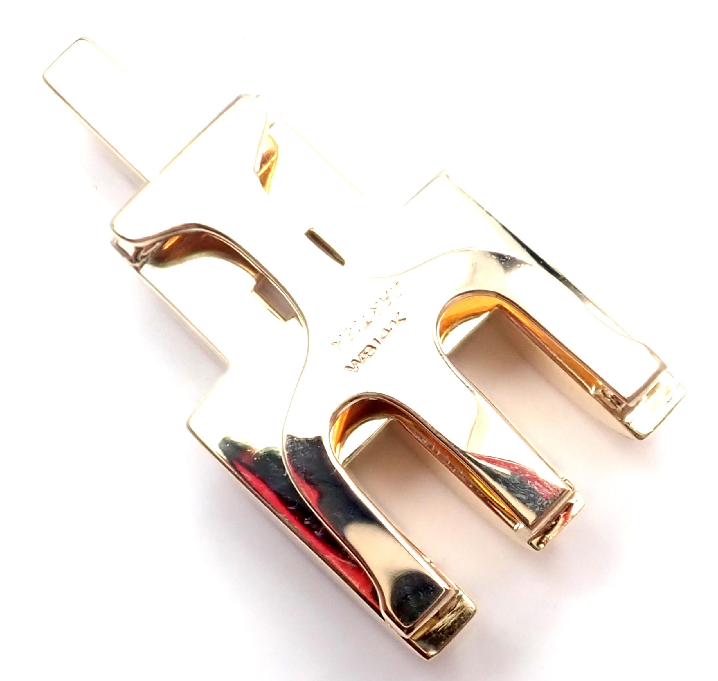 Retro Cartier Pyramid Large Yellow Gold Clip Pin Brooch at 1stDibs