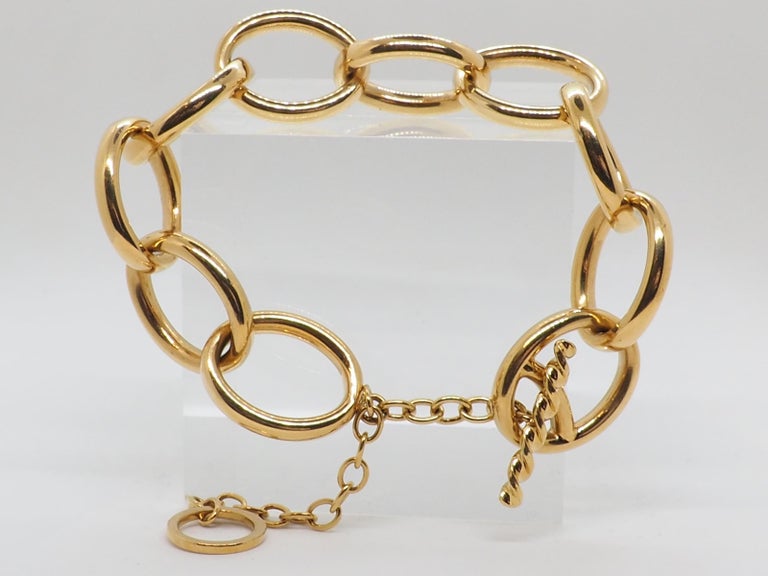 Retro Chunky Yellow Gold Chain Bracelet 18 Karat For Sale at 1stDibs