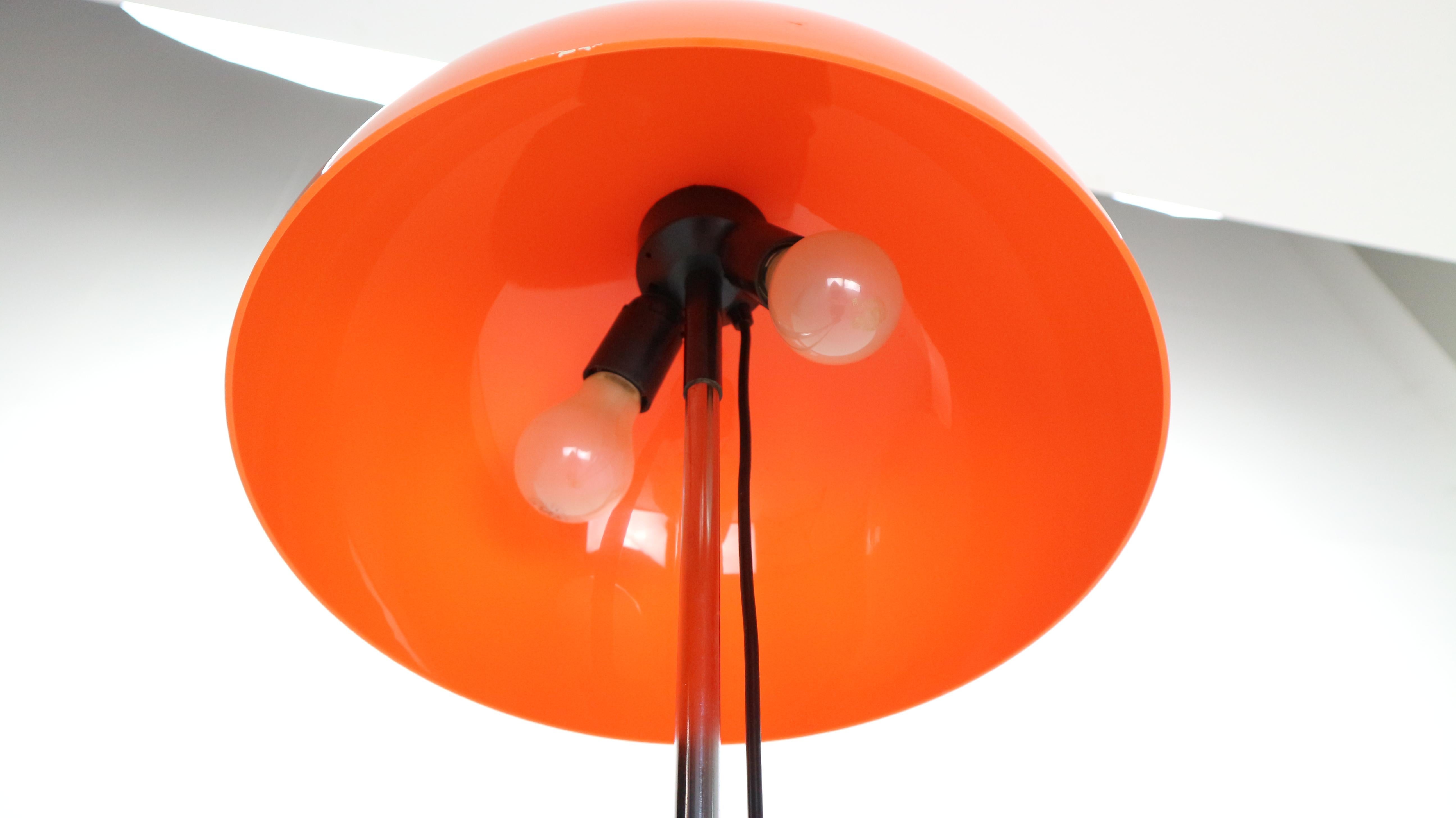 Retro Design Floor Lamp with Chrome and Orange Lampshade, 1970s at ...