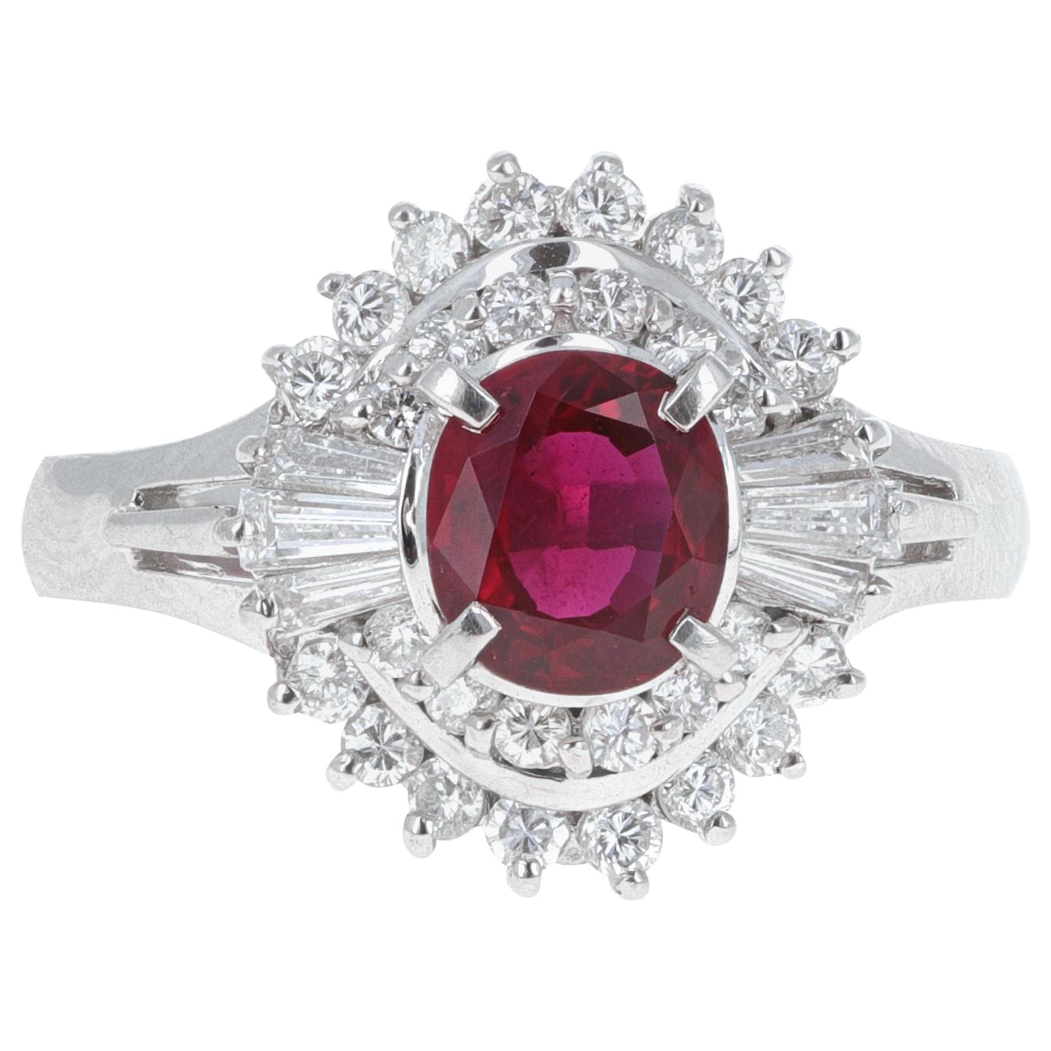 Retro Diamond and Ruby Cocktail Ring at 1stDibs