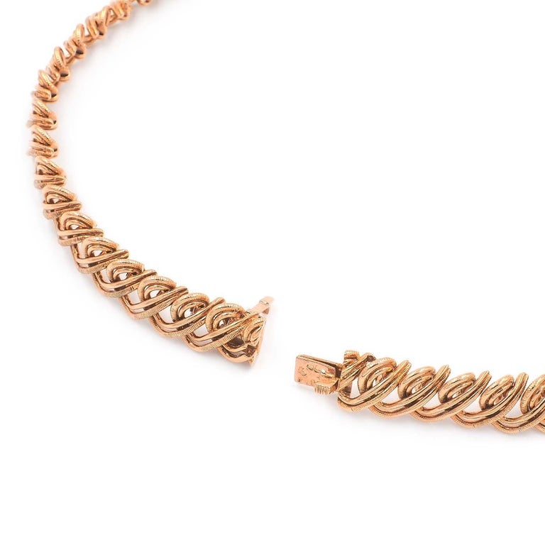 Retro Diamond and Spiraling Gold Coil Collar Necklace by Cartier France ...