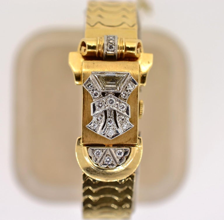 Retro Diamond Gold Cover Watch For Sale at 1stDibs