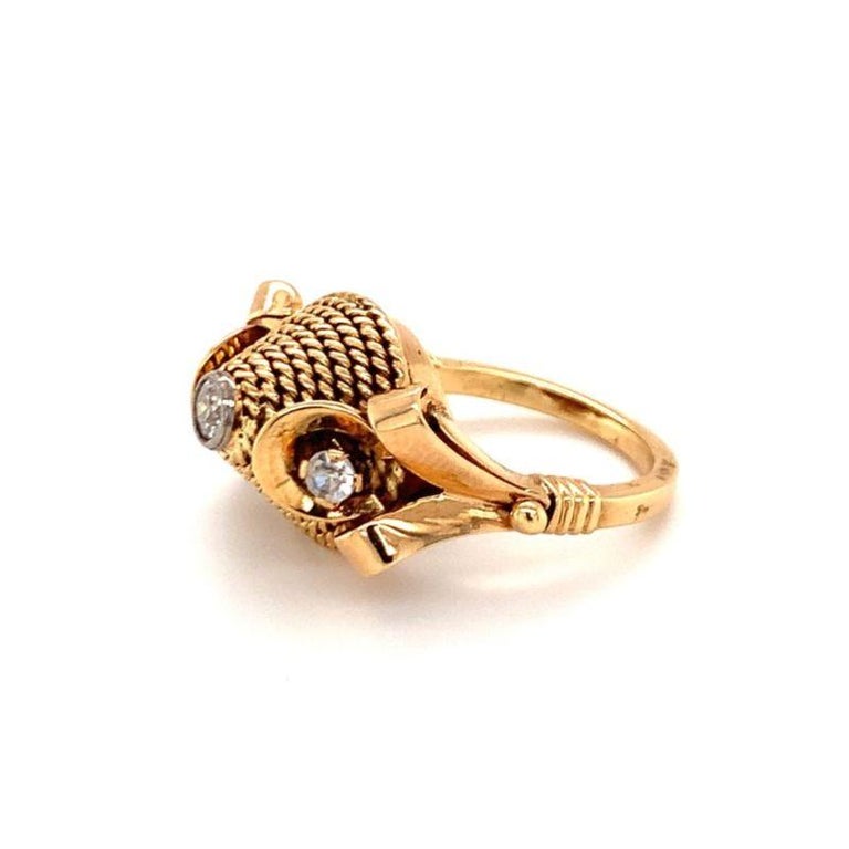 Retro Diamond Gold Ring, circa 1940s For Sale at 1stDibs